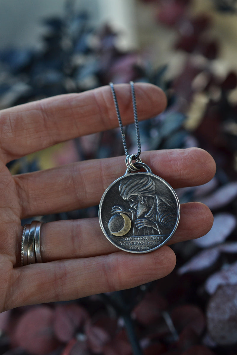 The Fortune Teller CRESCENT MOON - Double Sided Lucky Medallion - 24 ...